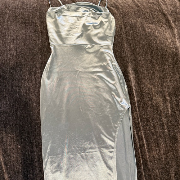 Windsor | Dresses | Windsor Silver Spaghetti Strap Slip Maxi Dress ...
